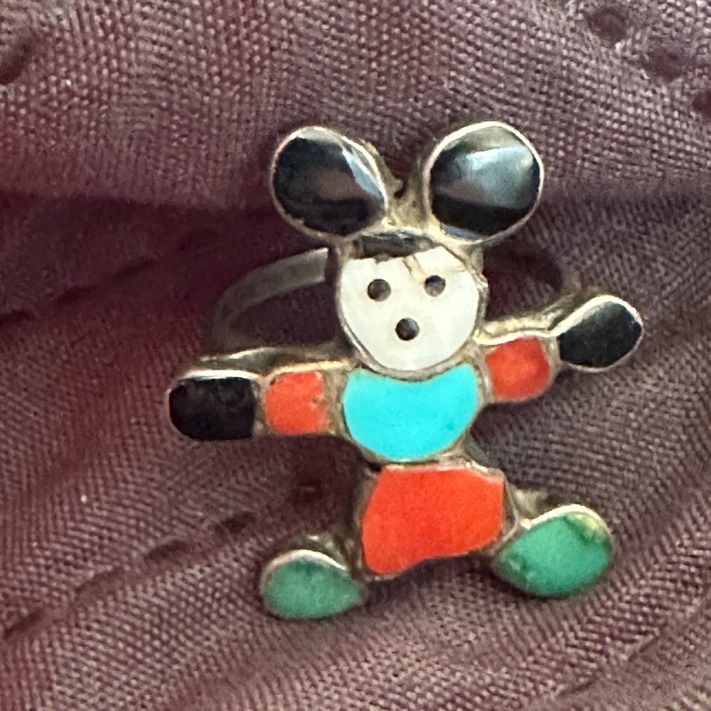 Rare Vintage Zuni Inlay Mickey Mouse Ring Not Signed … - Gem